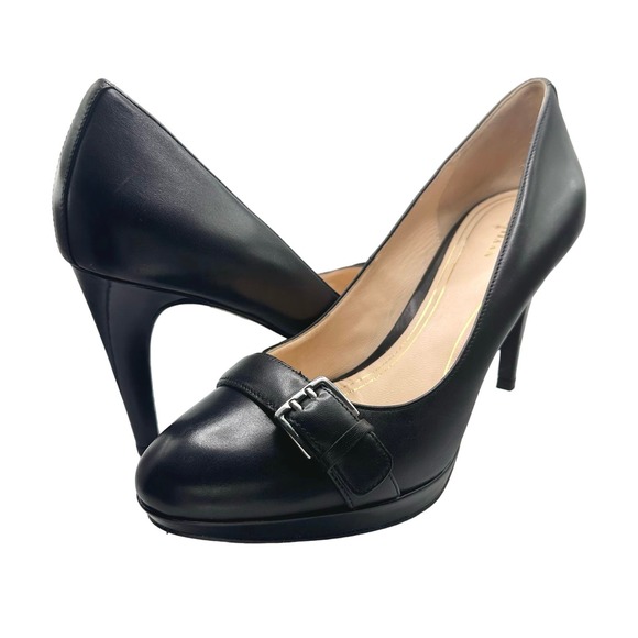 Cole Haan | Shoes | Cole Haan Women Black Soft Leather Nike Air Buckle ...
